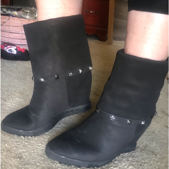 Jennifer Lopez | Shoes | Jennifer Lopez Rheena Black Wedge Studded ...